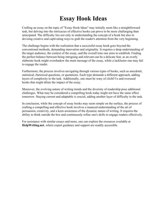 Essay Hook Ideas | PDF