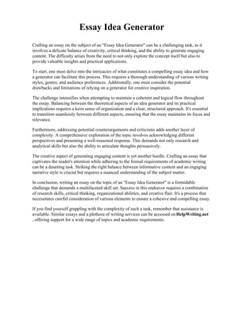 Essay Idea Generator.pdf | Free Download