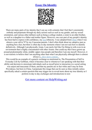 Essay Identity | PDF