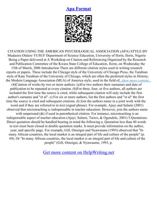 Essay In Apa Format Sample | PDF