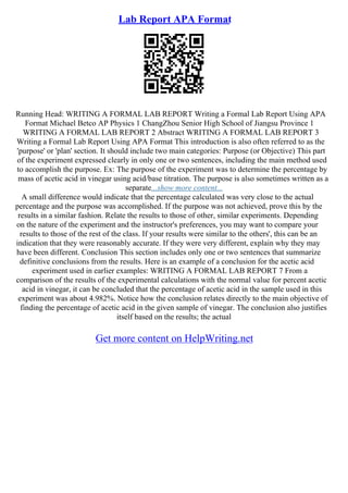 Essay In Apa Format Sample | PDF