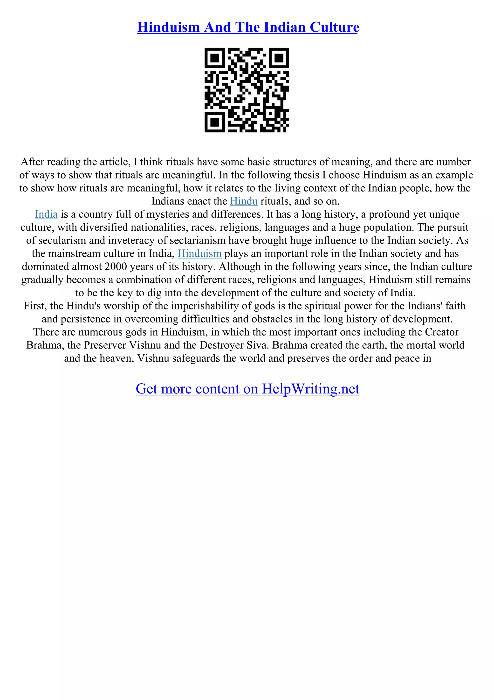 Essay Indian Culture | PDF