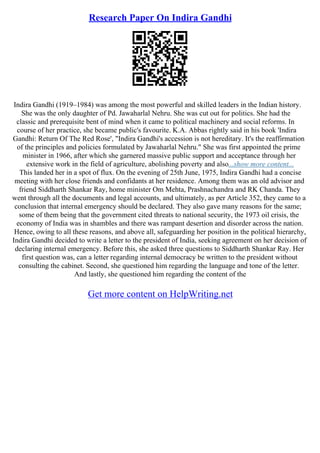 Essay Indira Gandhi | PDF