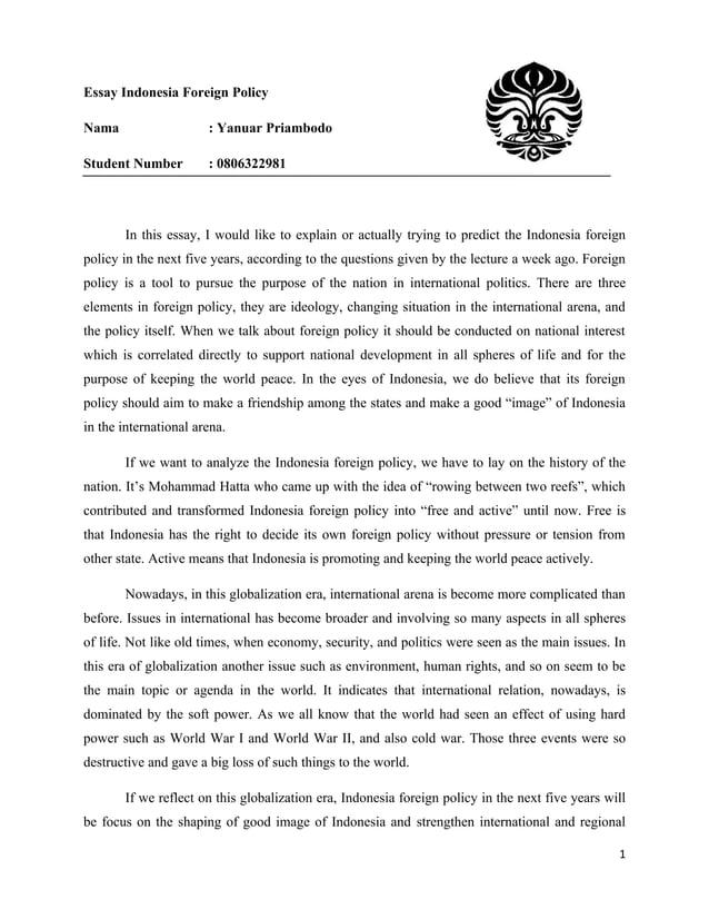 Essay indonesia foreign policy | DOC