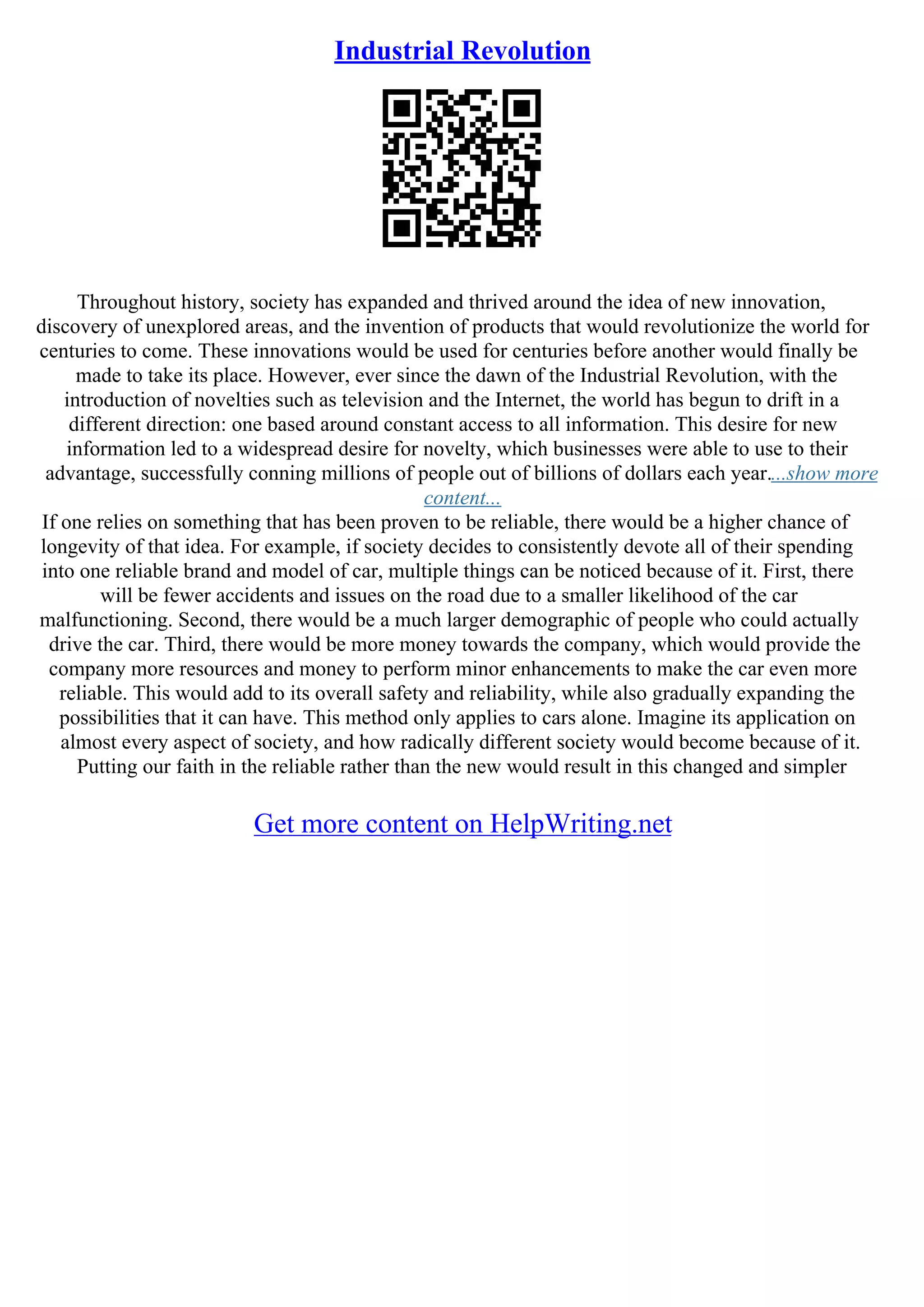 Essay Industrial Revolution | PDF