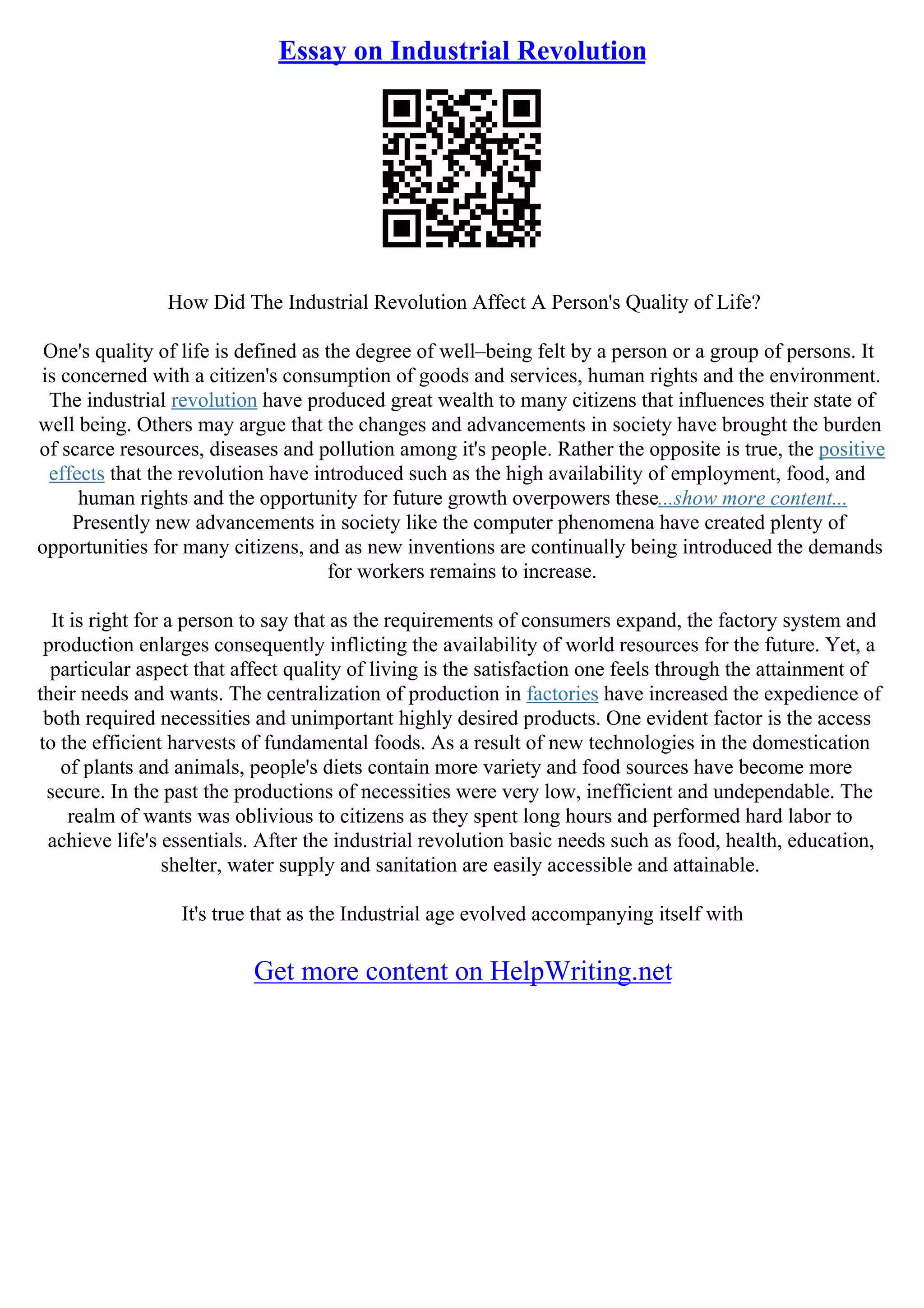 Essay Industrial Revolution | PDF