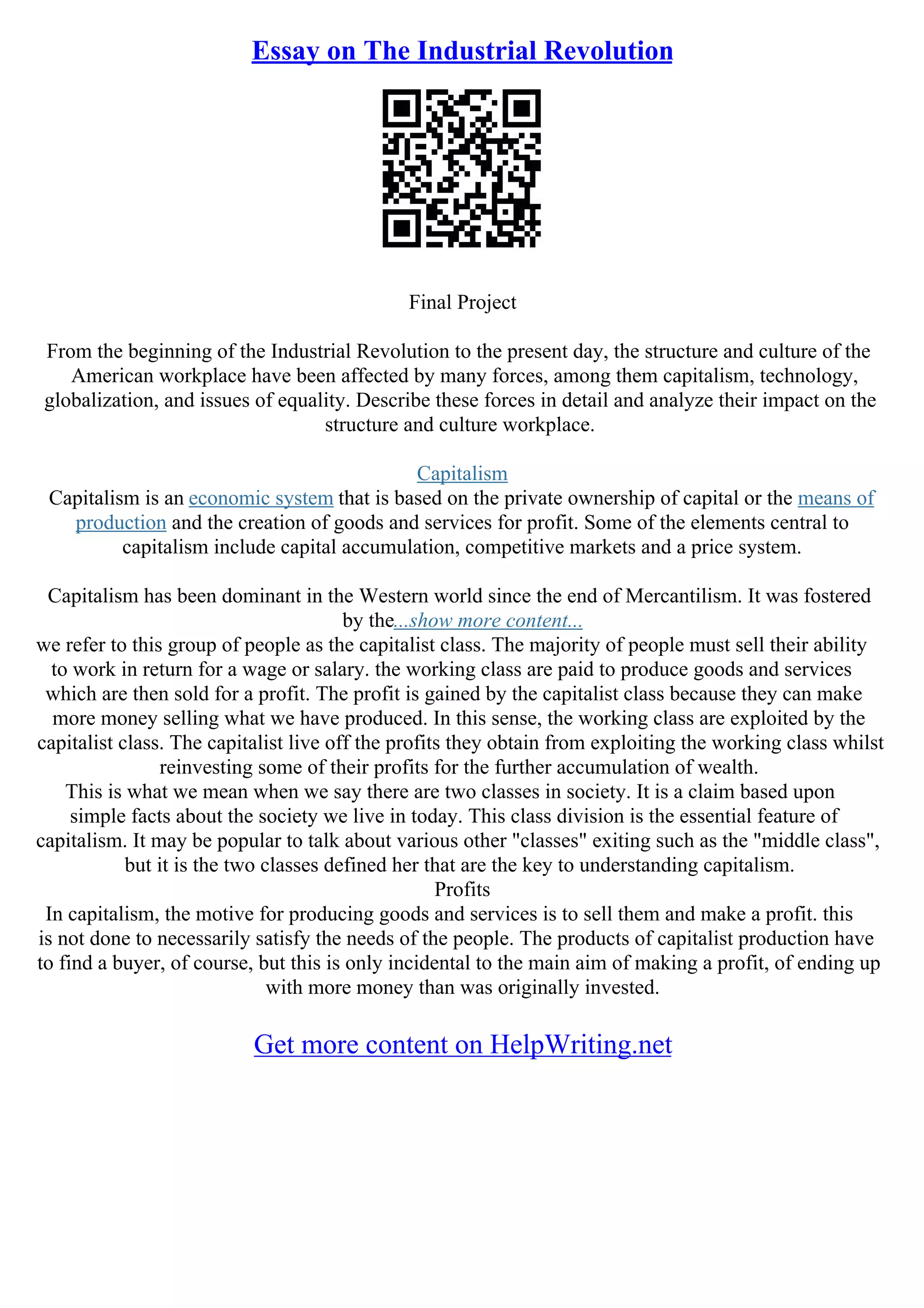 Essay Industrial Revolution | PDF
