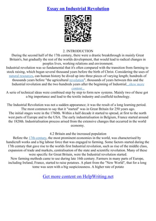 Essay Industrial Revolution | PDF