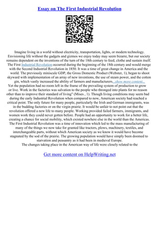 Essay Industrial Revolution | PDF