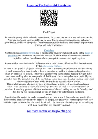 Essay Industrial Revolution | PDF