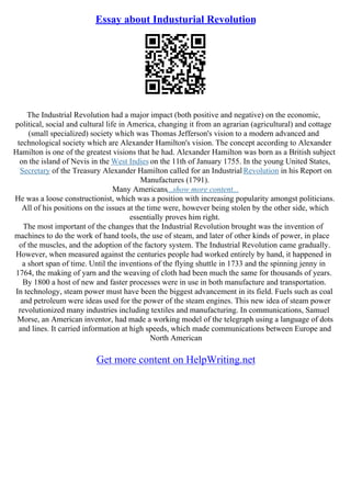 Essay Industrial Revolution | PDF