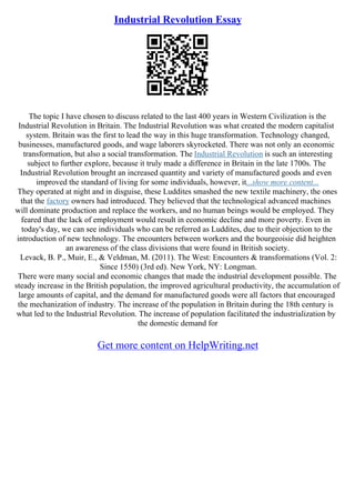 Essay Industrial Revolution | PDF