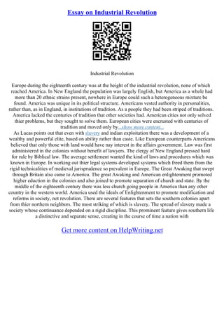 Essay Industrial Revolution | PDF