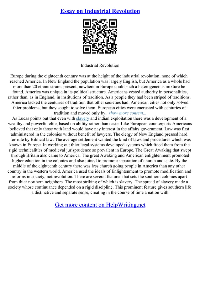 Essay Industrial Revolution | PDF
