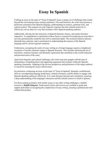 Essay In Spanish. Santa Barbara City College | PDF | Homework and Study ...