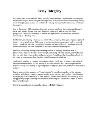 Essay Integrity | PDF