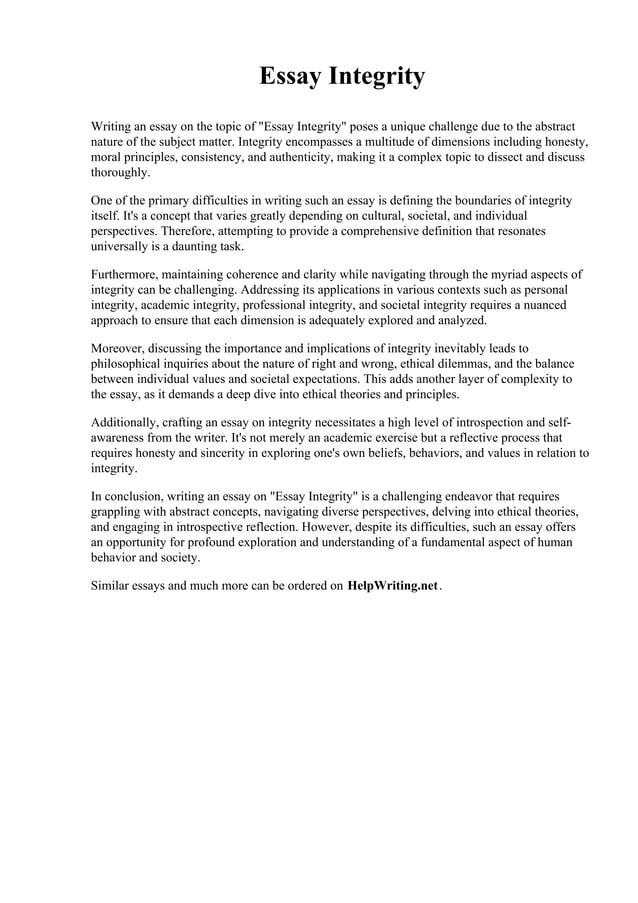 Essay Integrity | PDF