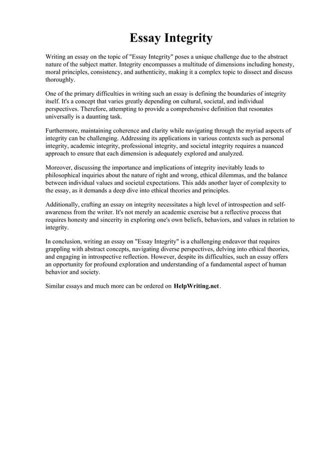 Essay Integrity | PDF