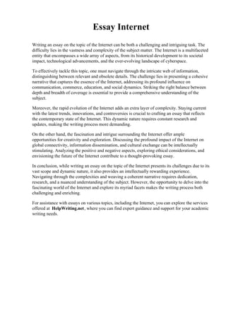 Essay Internet. Community College of Aurora | PDF