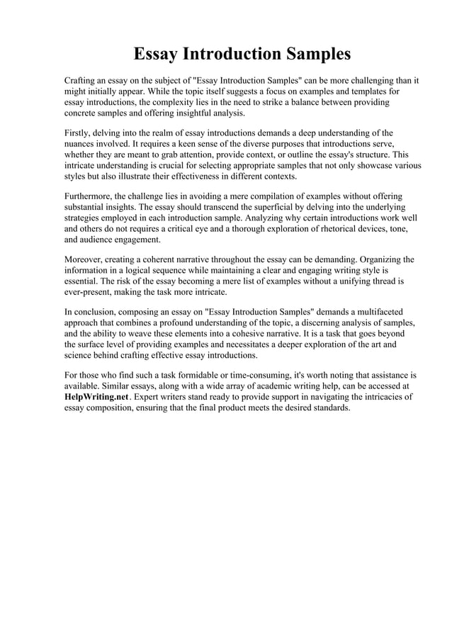 Essay Introduction Samples | PDF