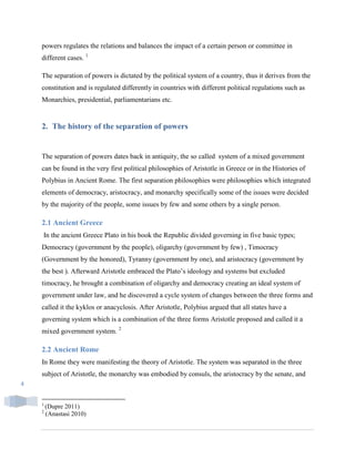 The principle of Separation of Powers | DOCX