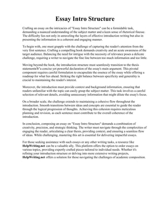 Essay Intro Structure | PDF