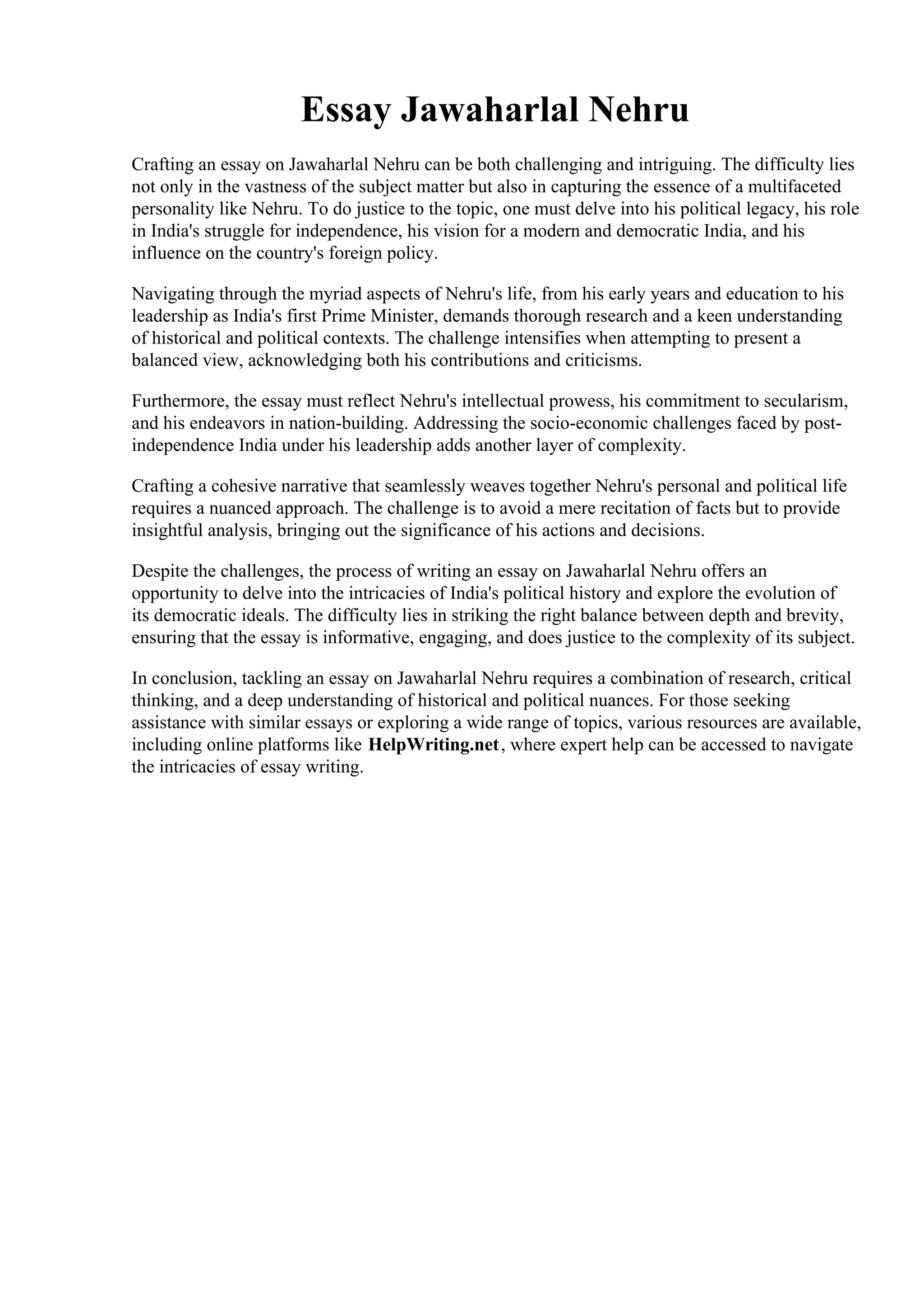 Essay Jawaharlal Nehru | PDF