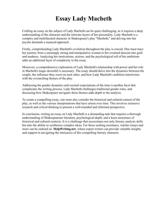 Essay Lady Macbeth.pdf | Books and Literature