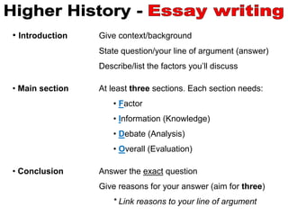 Higher History - Essay structure | PPTX
