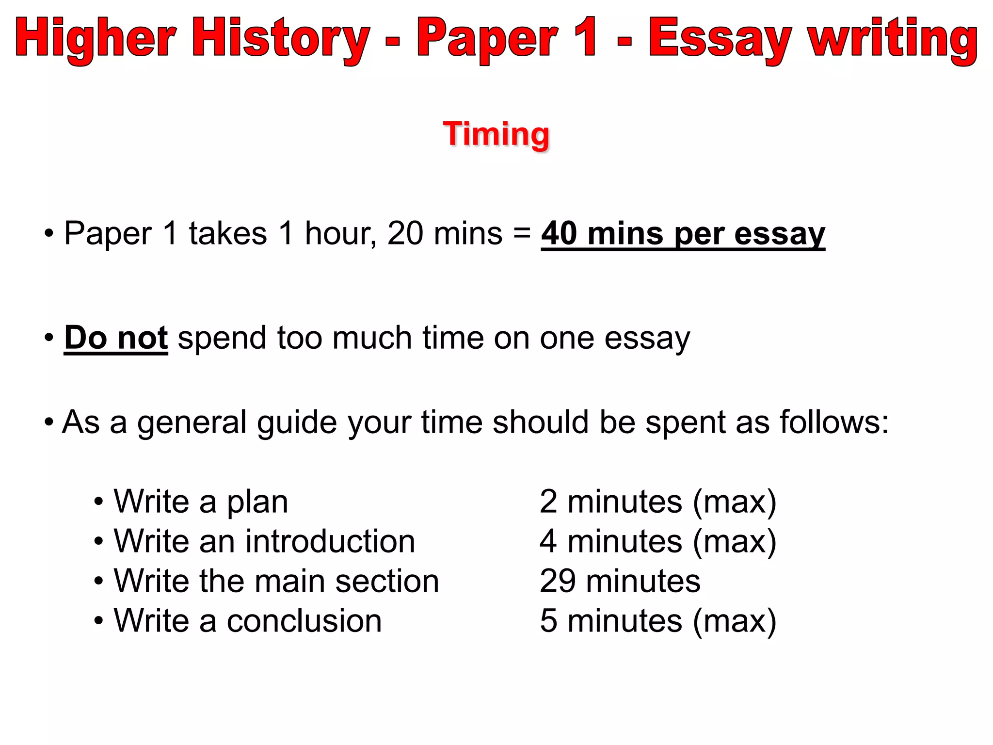 Higher History - Essay layout instructions | PPTX