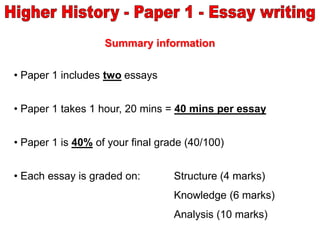 Higher History - Essay layout instructions | PPTX