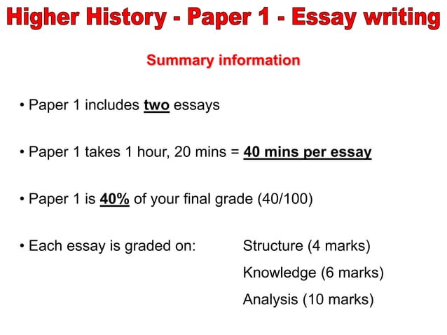 Higher History - Essay layout instructions | PPTX
