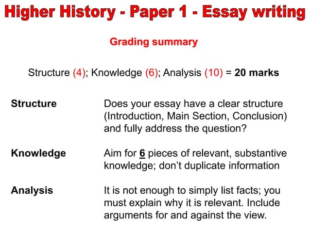 Higher History - Essay layout instructions | PPT