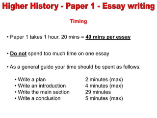 Higher History - Essay layout instructions | PPTX