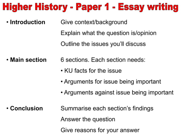 Higher History - Essay layout instructions | PPTX