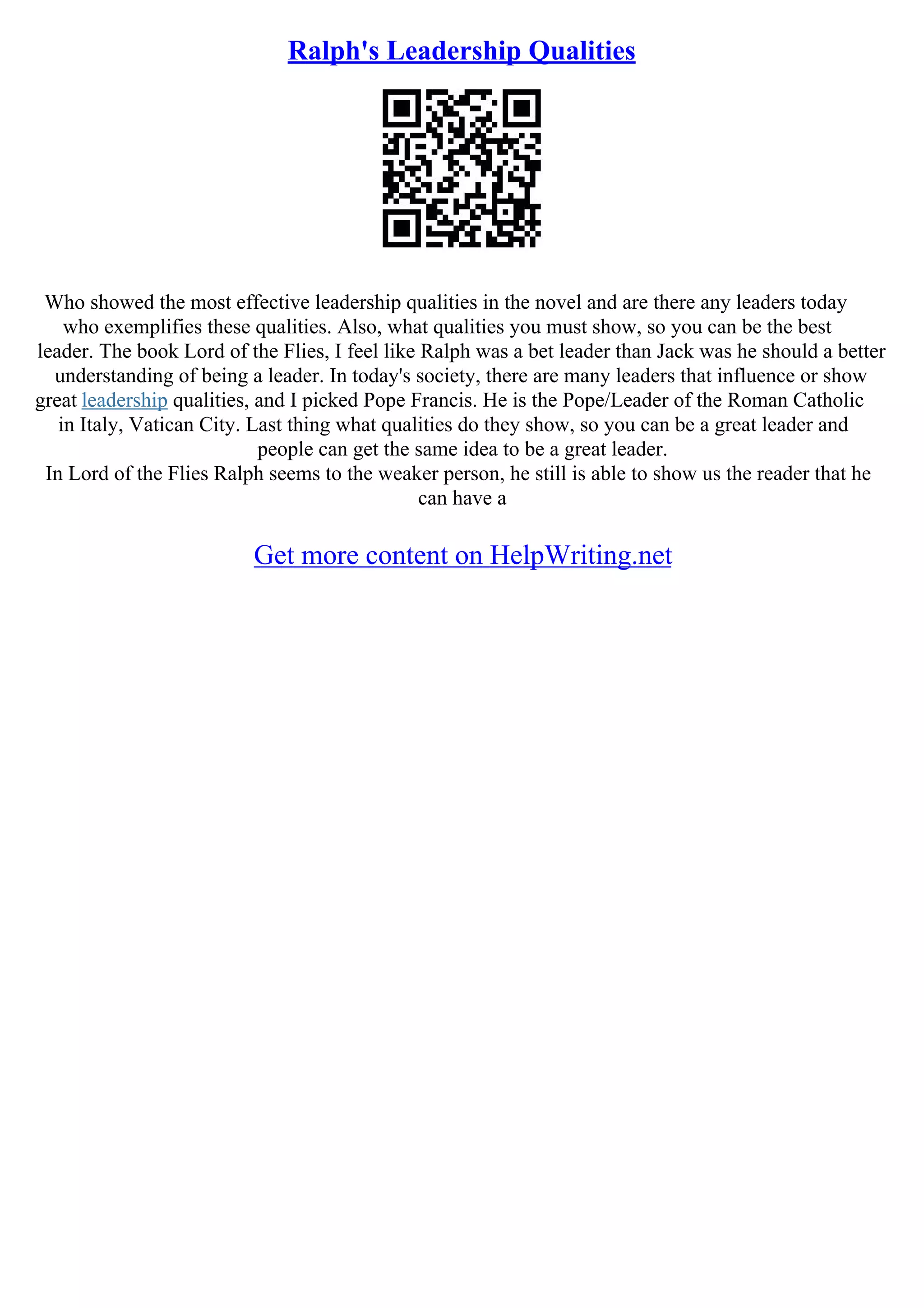 Essay Leadership Qualities | PDF