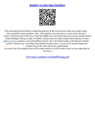Essay Leadership Qualities | PDF