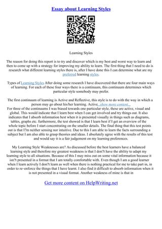 Essay Learning | PDF