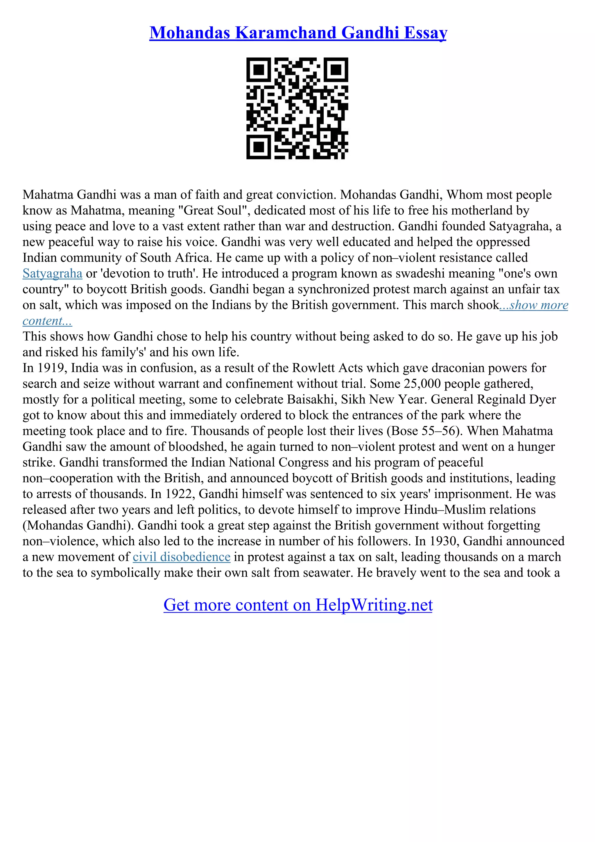 Essay Mahatma Gandhi | PDF