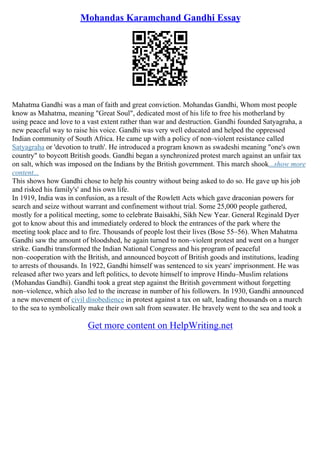 Essay Mahatma Gandhi | PDF