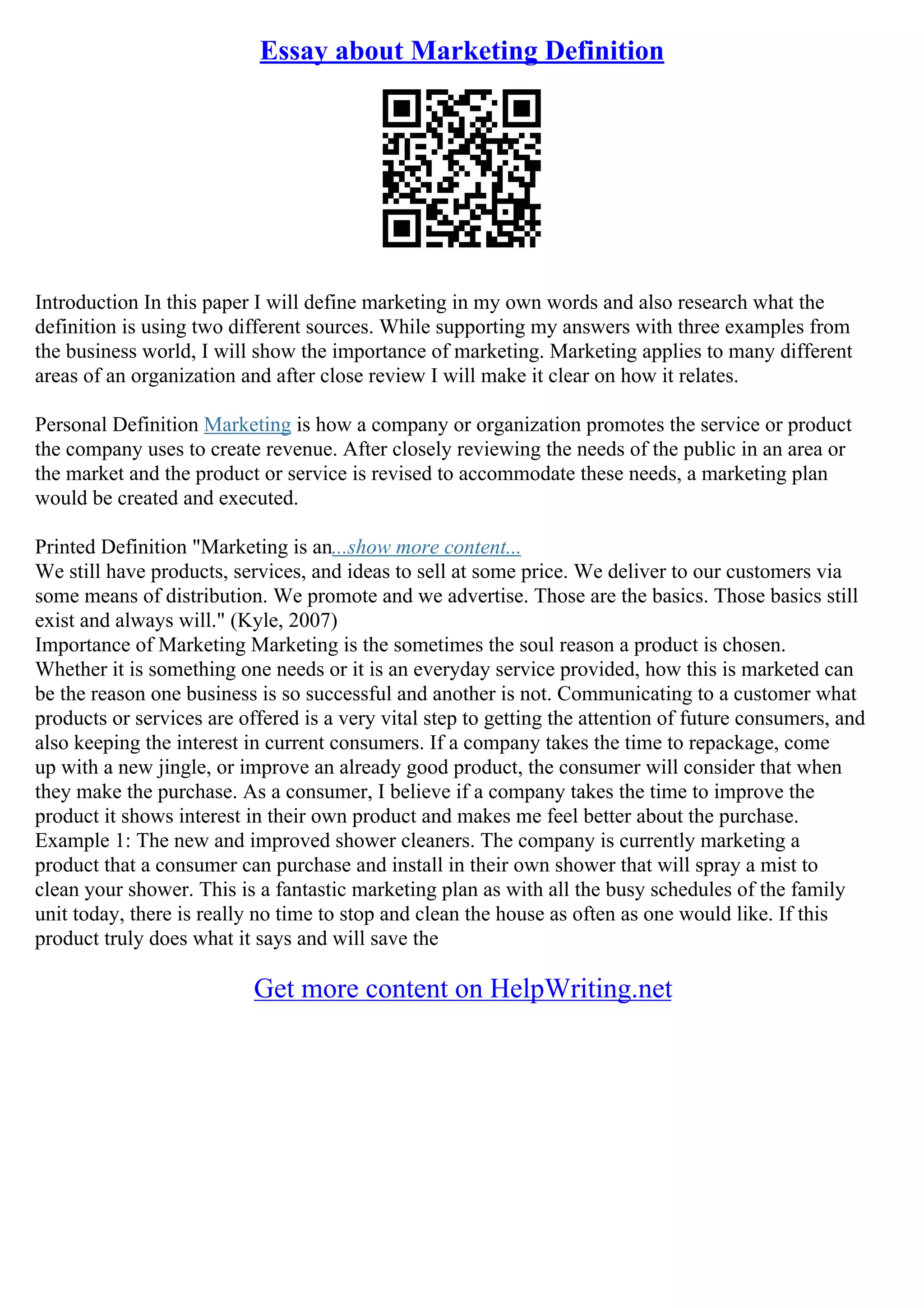 Essay Marketing | PDF