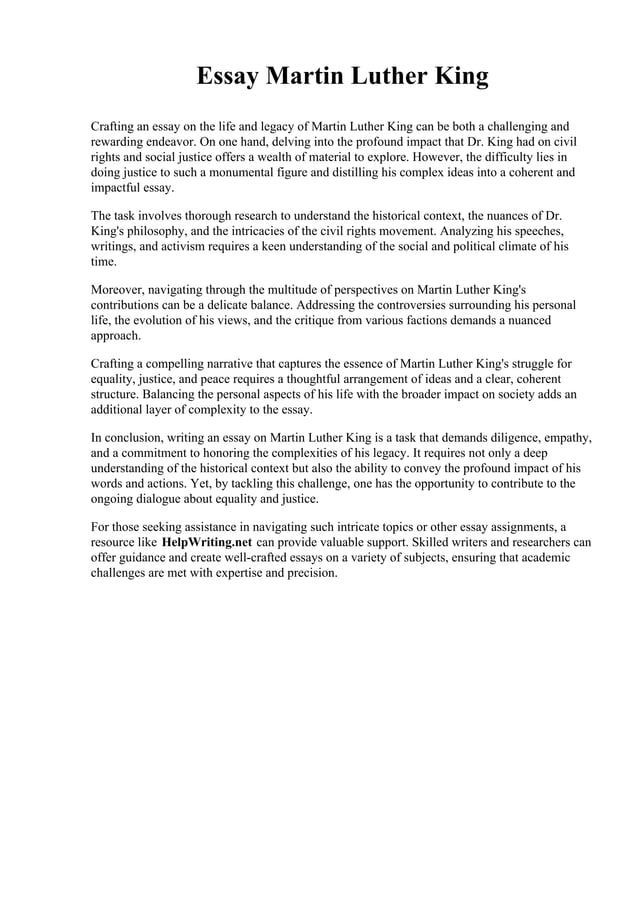 Essay Martin Luther King. Dakota State University | PDF