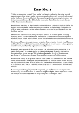 Essay Media. Media studies essay. How to Write a Media Essay Step by ...