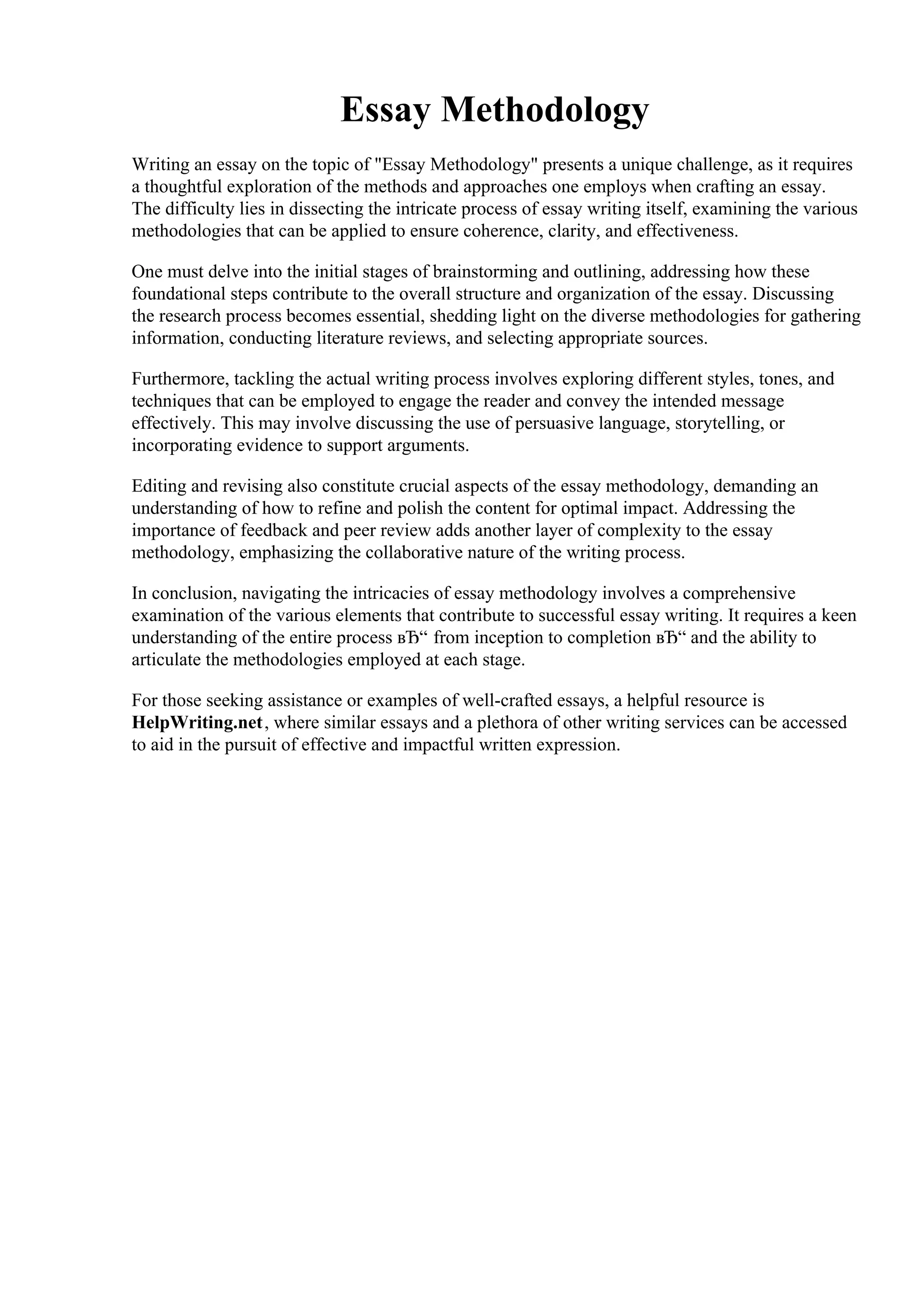 Essay Methodology. Research paper methodology example. Methology Sample ...