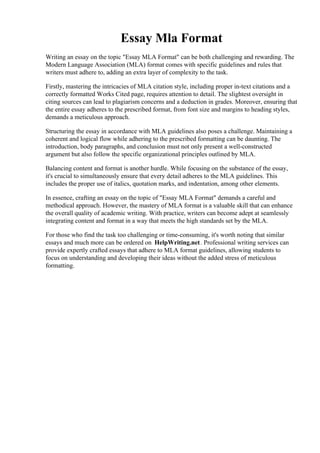 Essay Mla Format | PDF