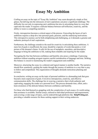 Essay My Ambition | PDF