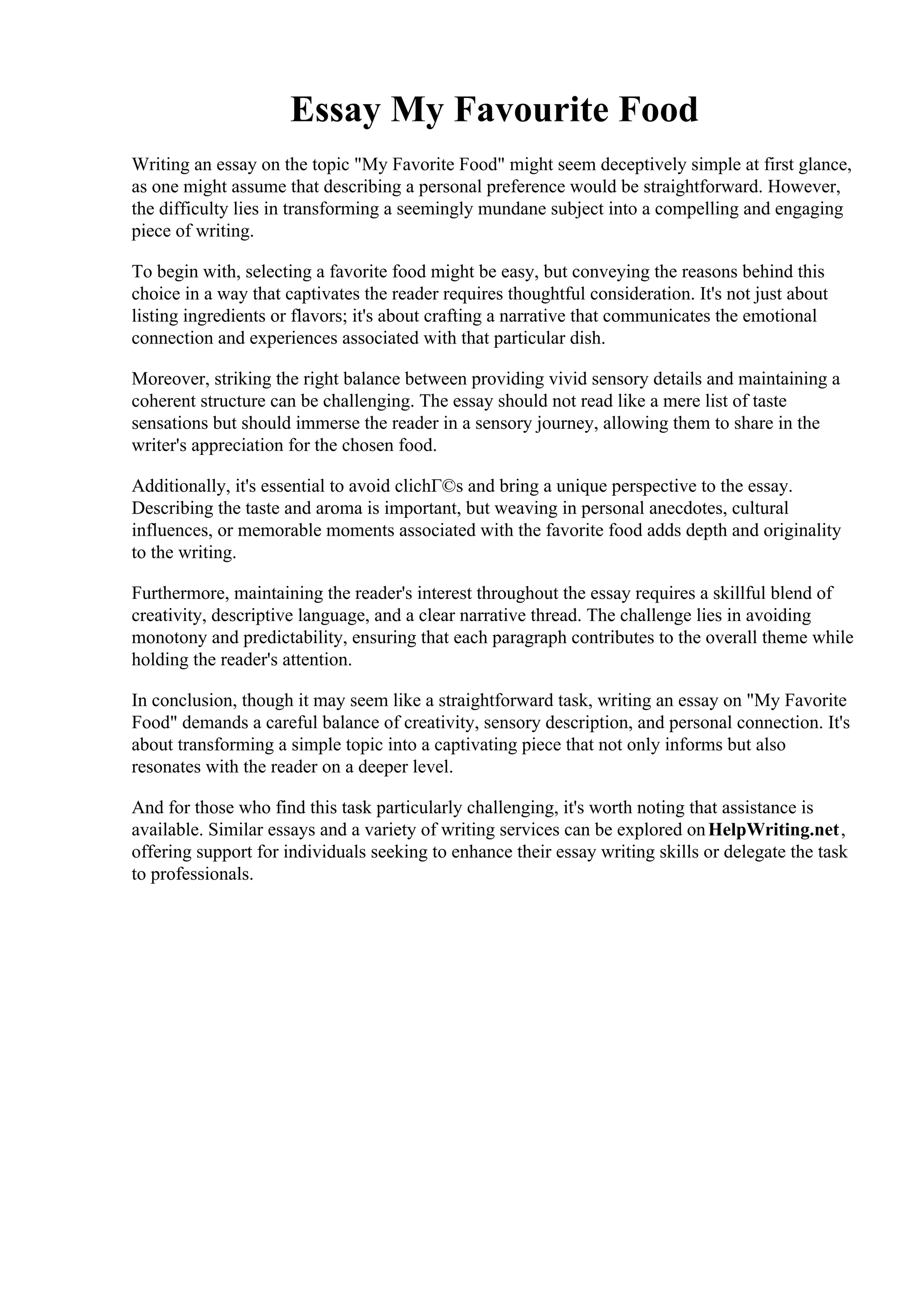 Essay My Favourite Food. My favourite food essay for kids. Free My ...