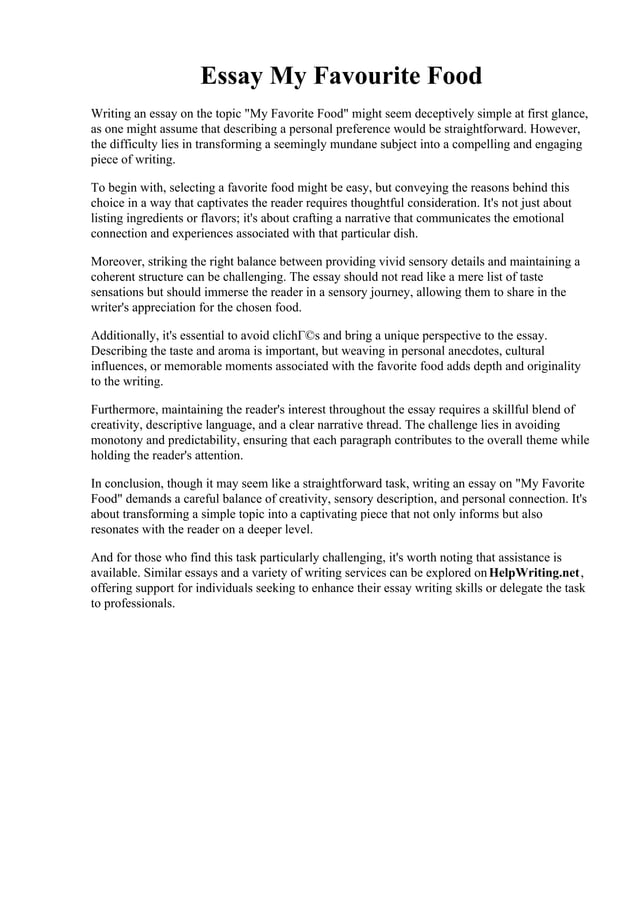 Essay My Favourite Food. My favourite food essay for kids. Free My ...