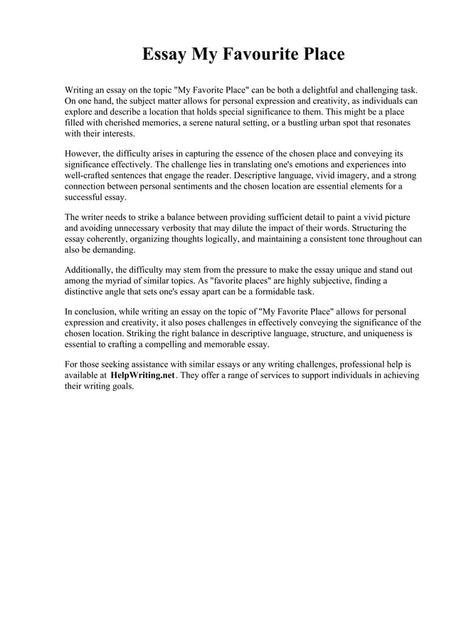 Essay My Favourite Place. Martin University | PDF