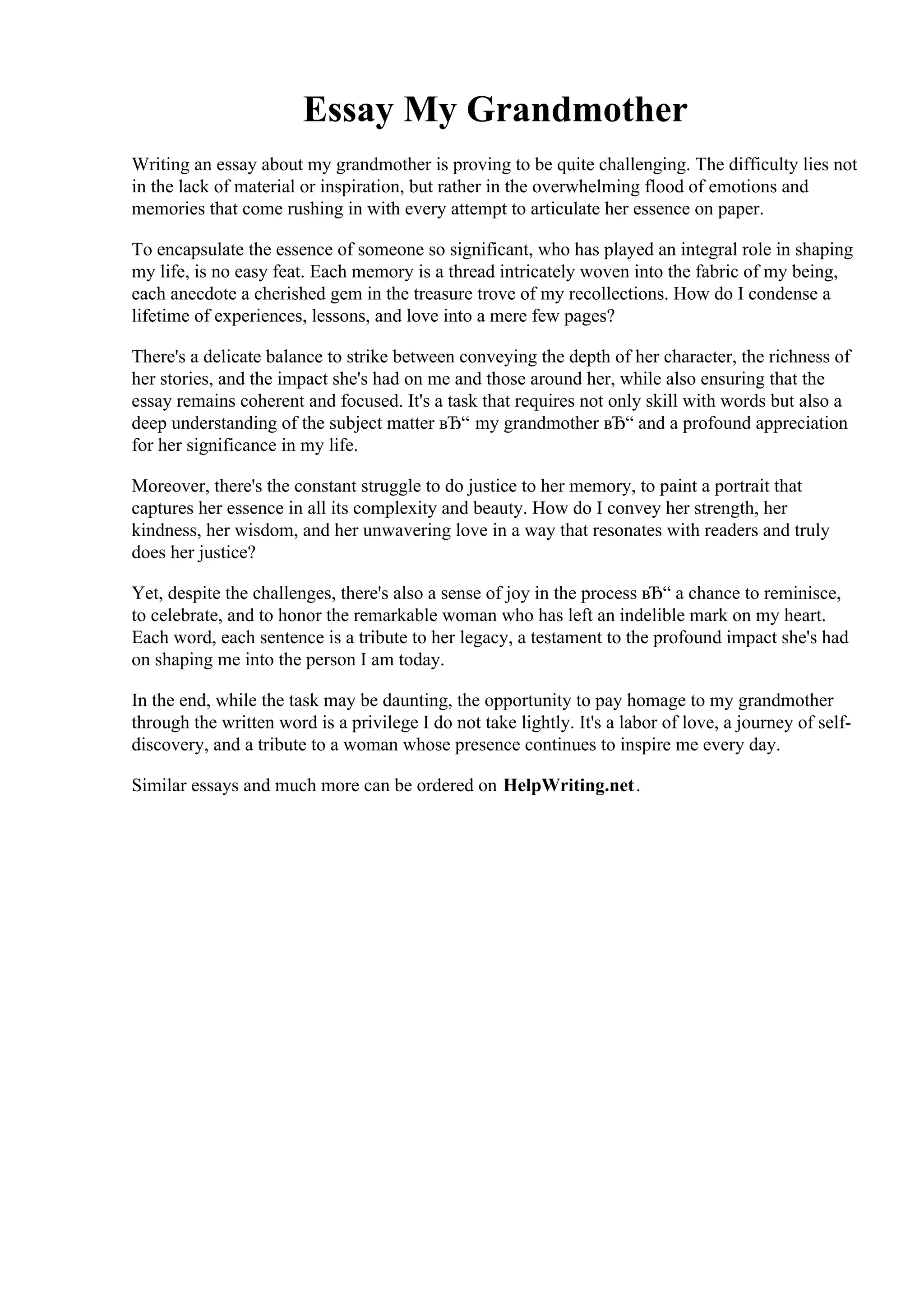 Essay My Grandmother. My Grandmother Essay and Paragraphs for All ...